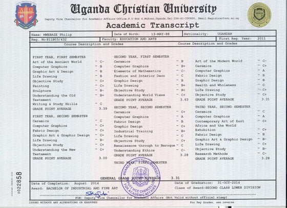 Academic Transcript Kyambogo University | PDF