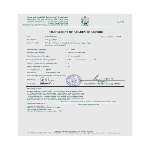 Transcript sadman shakib | PDF