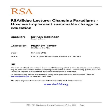 Transcript -sir-ken-robinson | PDF