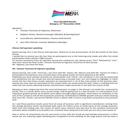 Transcript 3Q 2010 | PDF