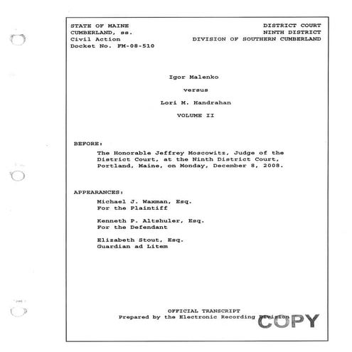 Transcript divorce hearing volume ii part 1 | PDF
