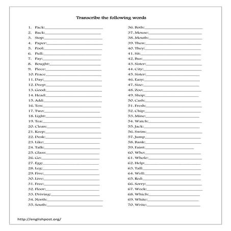 Transcription of Words - Englishpost.org