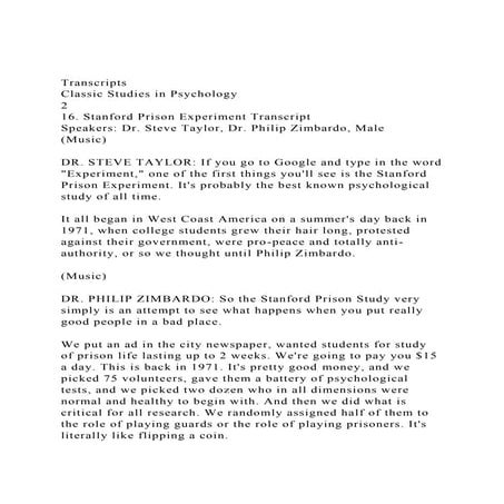 TranscriptsClassic Studies in Psychology216. Stanford Pris.docx