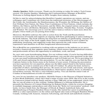 Transcript: Selling digital books in 2024: Insights from industry leaders - Tech Forum 2024 | PDF