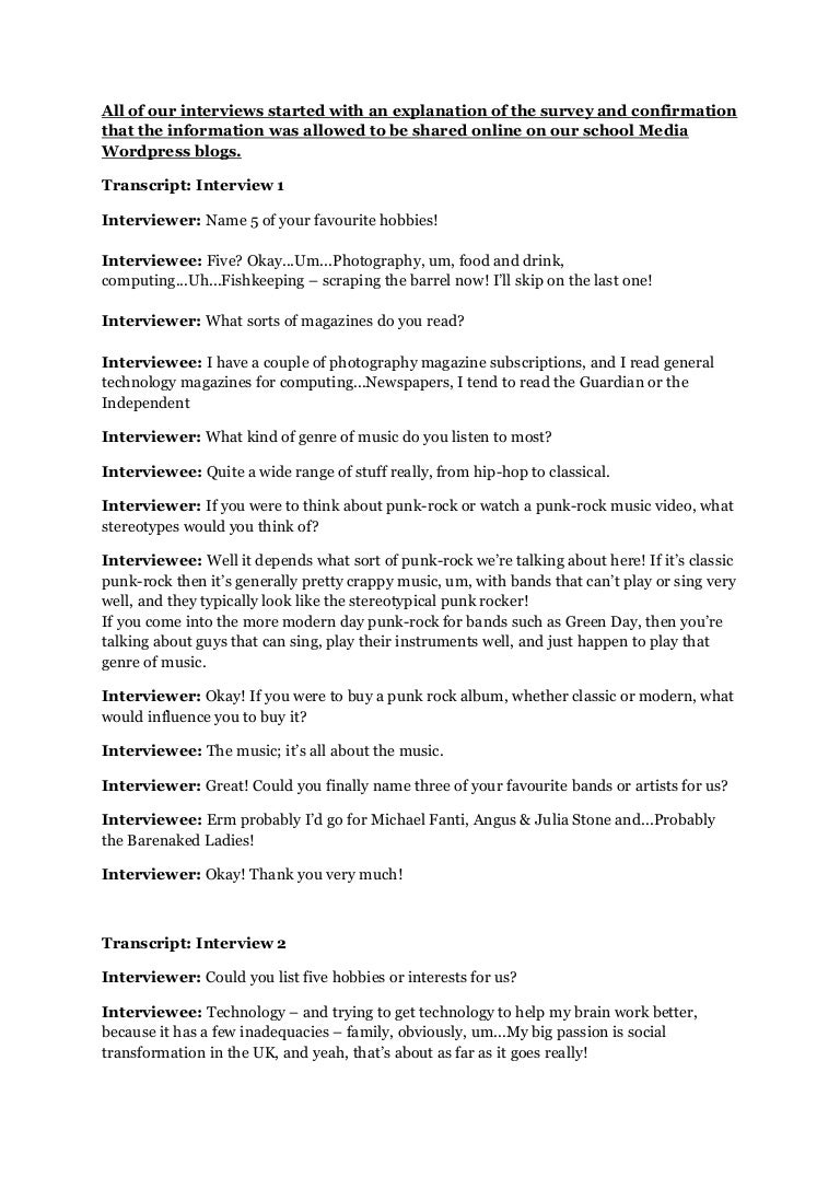 Transcripts of the interview