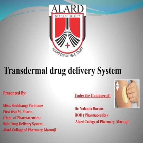 Ndds 7 Transdermal Drug Delivery System | PPTX