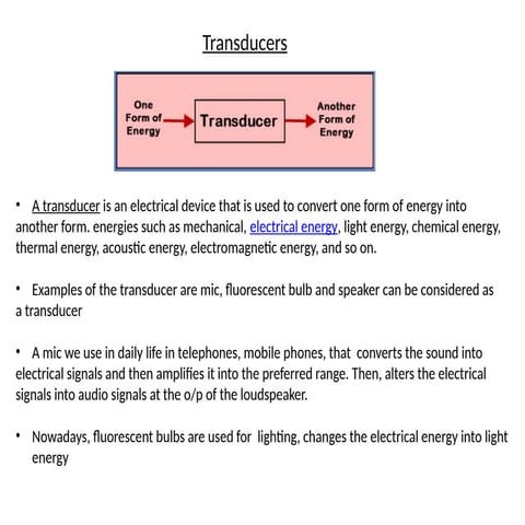 Transducer basics for first year students | PPTX