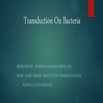 Transduction on bacteria | PPTX