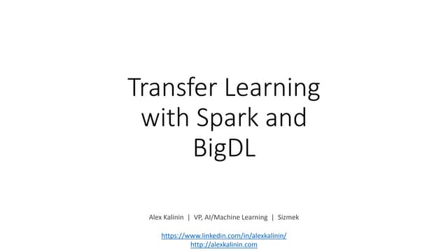 Transfer Learning With Apache Spark And Big Dl Ppt