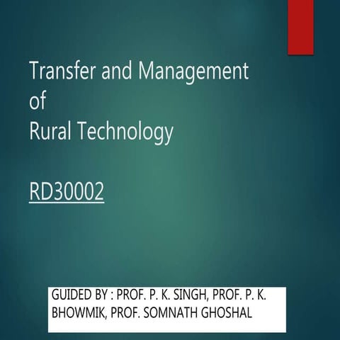 Transfer and management of rural technology | PPTX