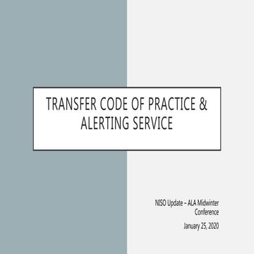 Davidian "Transfer Code of Practice Standing Committee Update" | PPTX