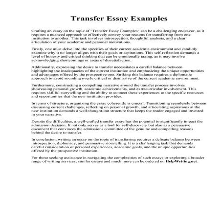 Transfer Essay Examples. Alcorn State University | PDF