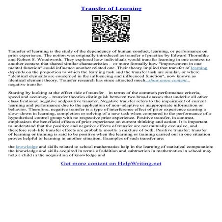 Transfer Essay Sample | PDF