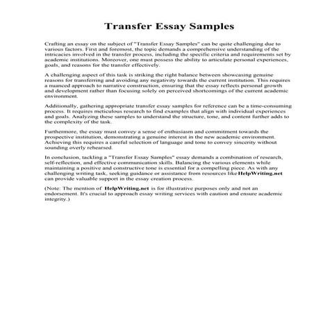 Sample College Transfer Essay | PDF