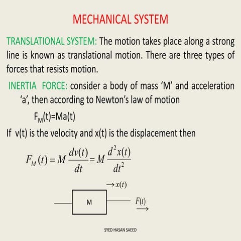 Transfer fn mech. systm 2 | PPTX