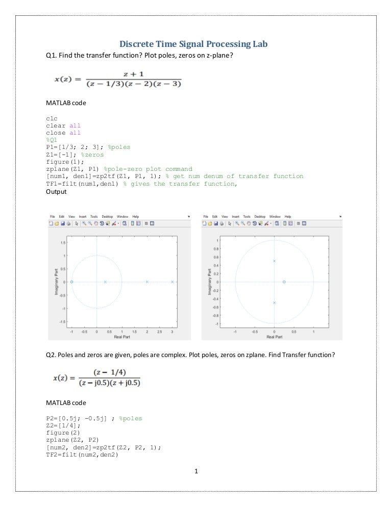 Transfer Functions Poles And Zeros