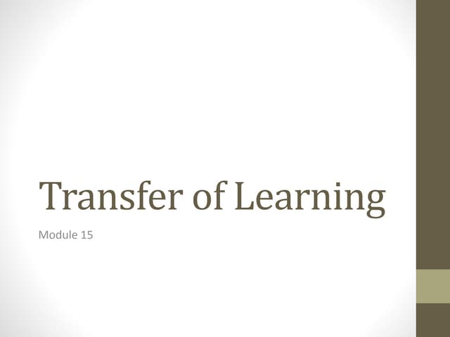 Transfer of learning | PPTX