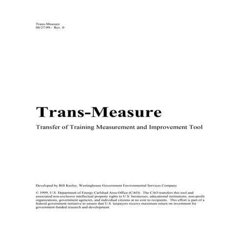 Trans-Measure: Tool for measuring training transfer effectiveness | PDF