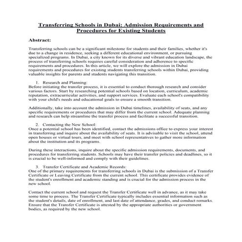 Raha International School - Admissions Application Procedure | PDF