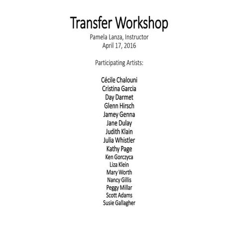 Transfer Workshop 2016 | PPT