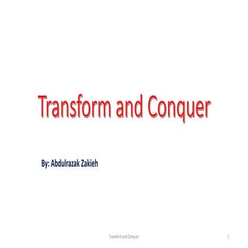Advanced Algorithms Transform And Conquer Pptx Programming 4328