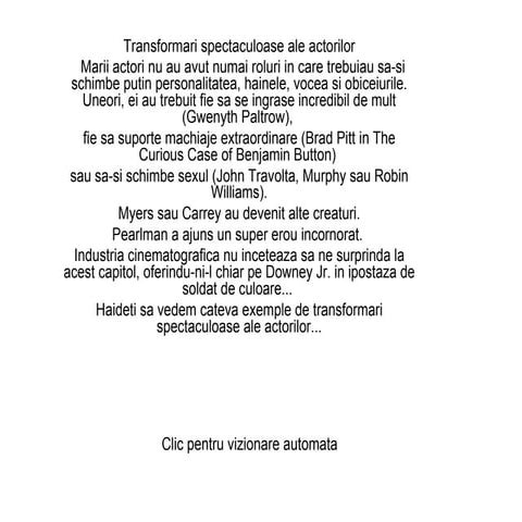 Transformari spectaculoase ale actorilor | PPT