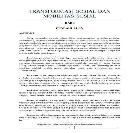 Transformasi Sosial dan Mobilitas Sosial | DOCX