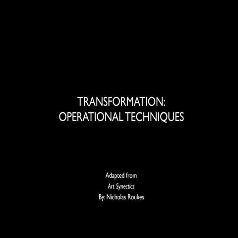 Transformation: Operational Techniques | KEY