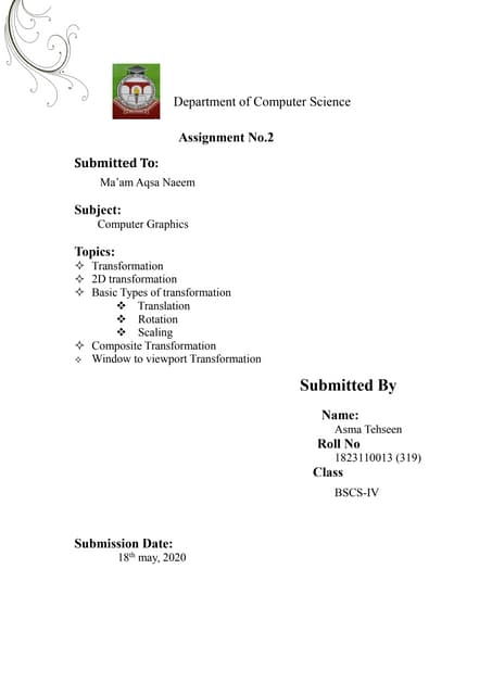 Computer graphics basic transformation | PPT