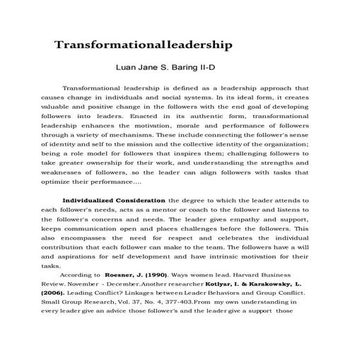 Transformational leadership-final-essay | PDF