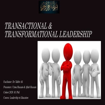 Transformational and transactional leadership | PPTX | Executive Leadership & Management | Business