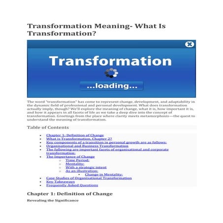 Transformation Meaning