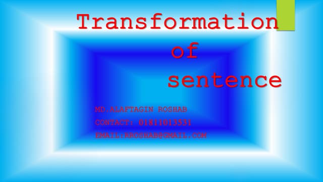Transformation of sentence | PPT | Chemistry | Science