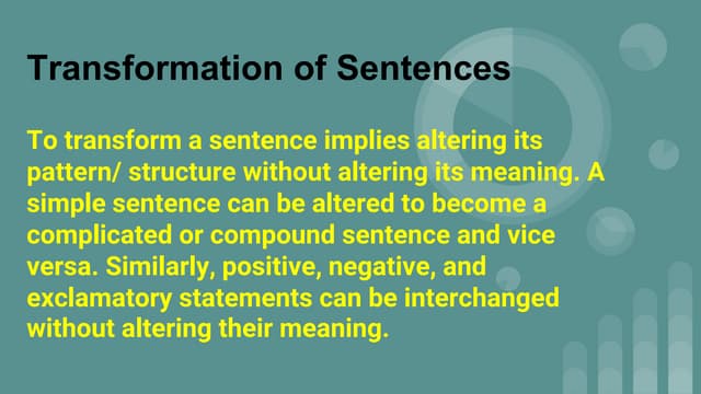 Transformation of sentence | PPT | Chemistry | Science