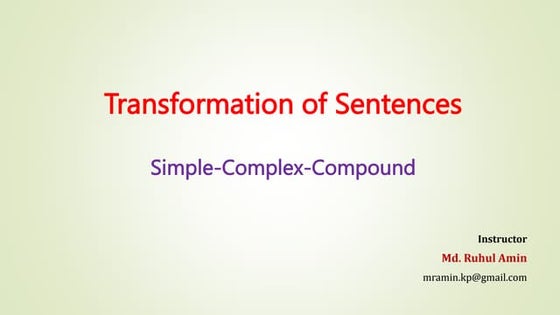 Transformation of sentence | PPT