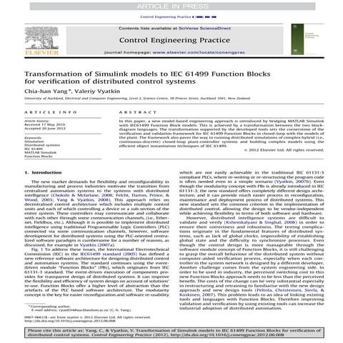 Transformation Of Simulink Models To Iec 61499 Function Blocks For Verification Of Distributed 