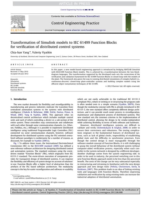 Transformation Of Simulink Models To Iec 61499 Function Blocks For 6655