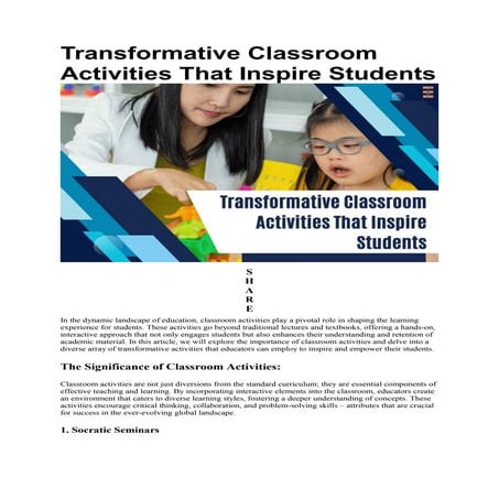 Transformative Classroom Activities That Inspire Students | PDF ...