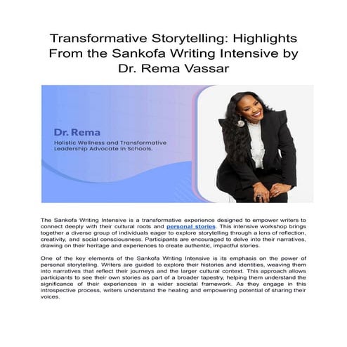 Transformative Storytelling_ Highlights From the Sankofa Writing ...