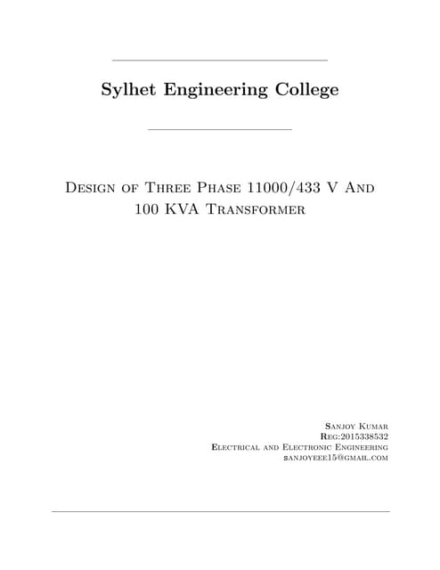 Transformer design 2072 batch IOE - TU | DOCX