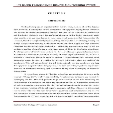Project Report Transformer Health Monitoring Report | PDF