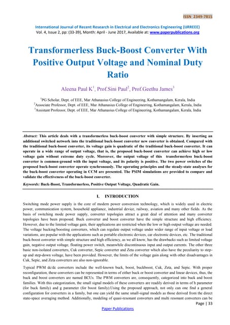 High Efficiency Single Input Multiple Output Dcdc Converter Doc