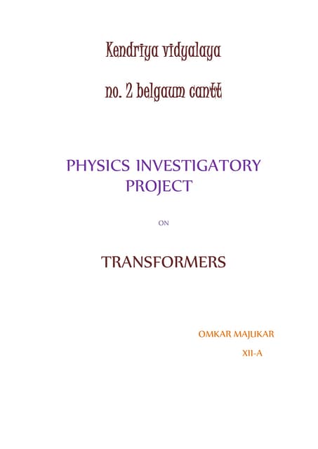 Transformer(Class 12 Investigatory Project) | PDF