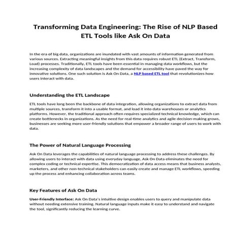 Transforming Data Engineering The Rise of NLP Based ETL Tools like Ask On Data.docx