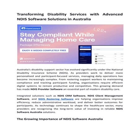 Advanced NDIS Software Solutions for Disability and Aged Care | PDF