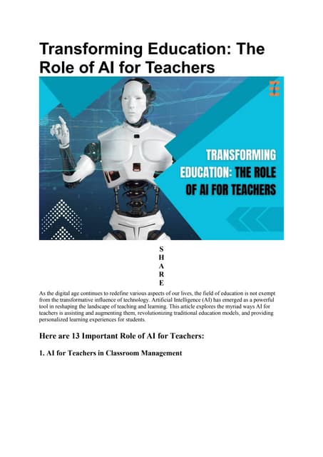 AI Tools for Effective Teaching in the Classroom.pdf | Technology Industry | Industries