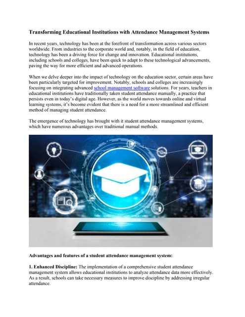 Transforming Educational Institutions with Attendance Management ... Transforming Educational Institutions with Attendance Management ...