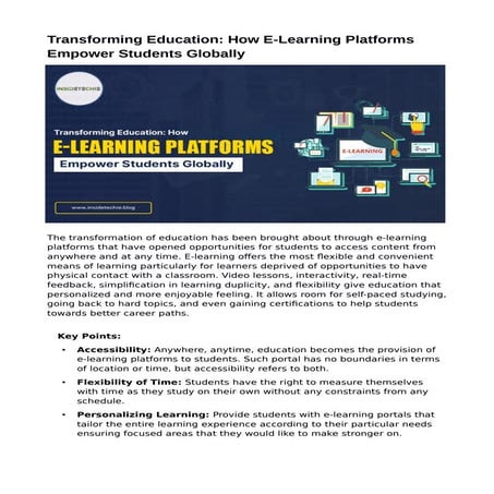 Transforming Education: How E-Learning Platforms Empower Students ...