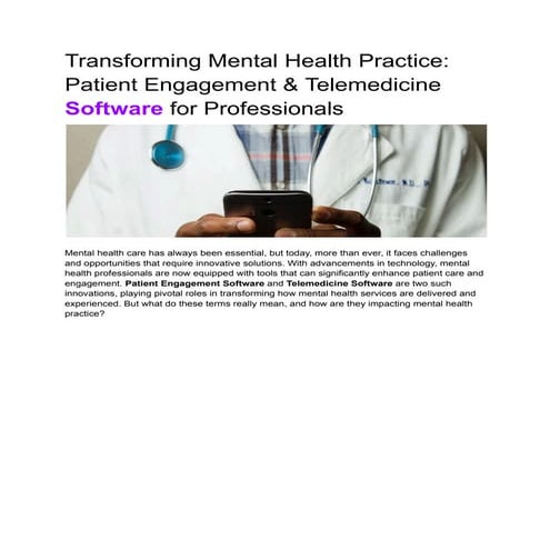 Transforming Mental Health Practice_ Patient Engagement & Telemedicine Software for ...