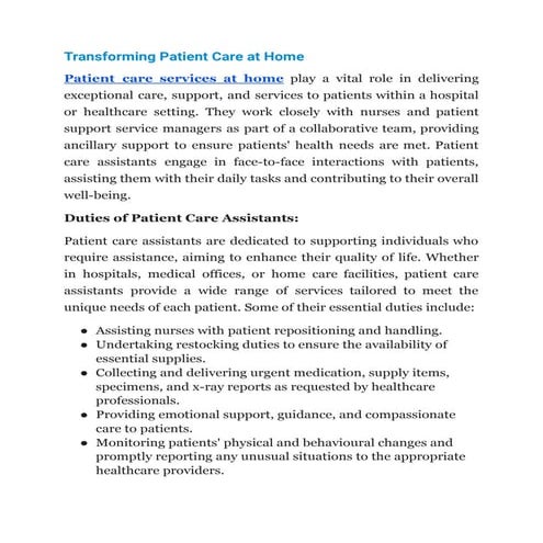 Transforming Patient Care at Home.pdf | First Aid | Injuries